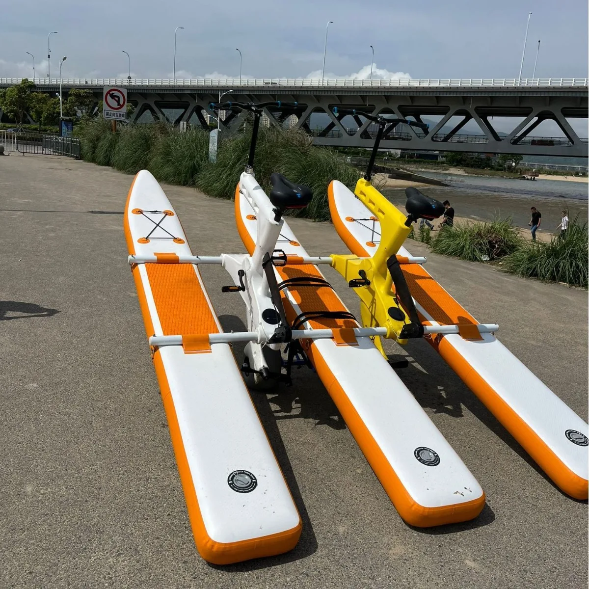 Customized 3 Seats Water Cycle Bike Inflatable Paddle Bike for Three ...