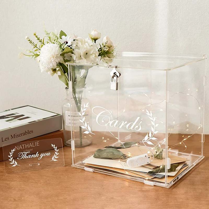 Elegant Personalized Name Card Box - Wedding Acrylic Well