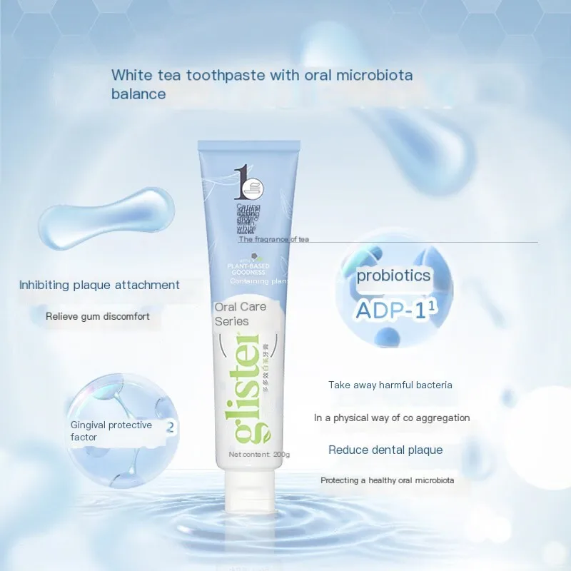 Glister Multi-effect Fluoride Toothpaste 200g Probiotic White Tea Mint ...