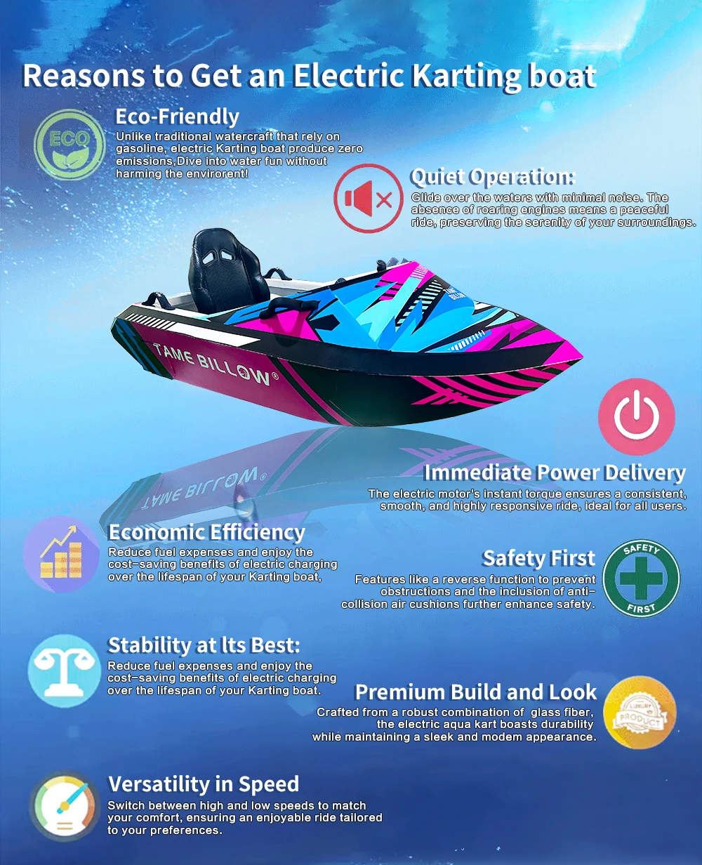 Water Go-Kart Boat Electric Powered Aqua Kart with 15kw Motor or Double ...