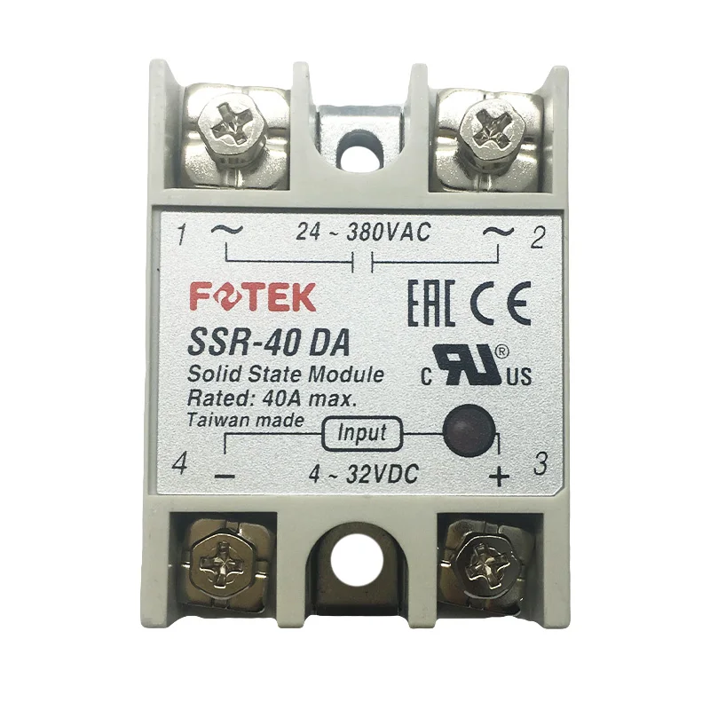 Fotek Ssr-40da 40a Dc Control Ac Input 4~32vdc Output 24~380vac Zero Crossing Single-phase Solid ...