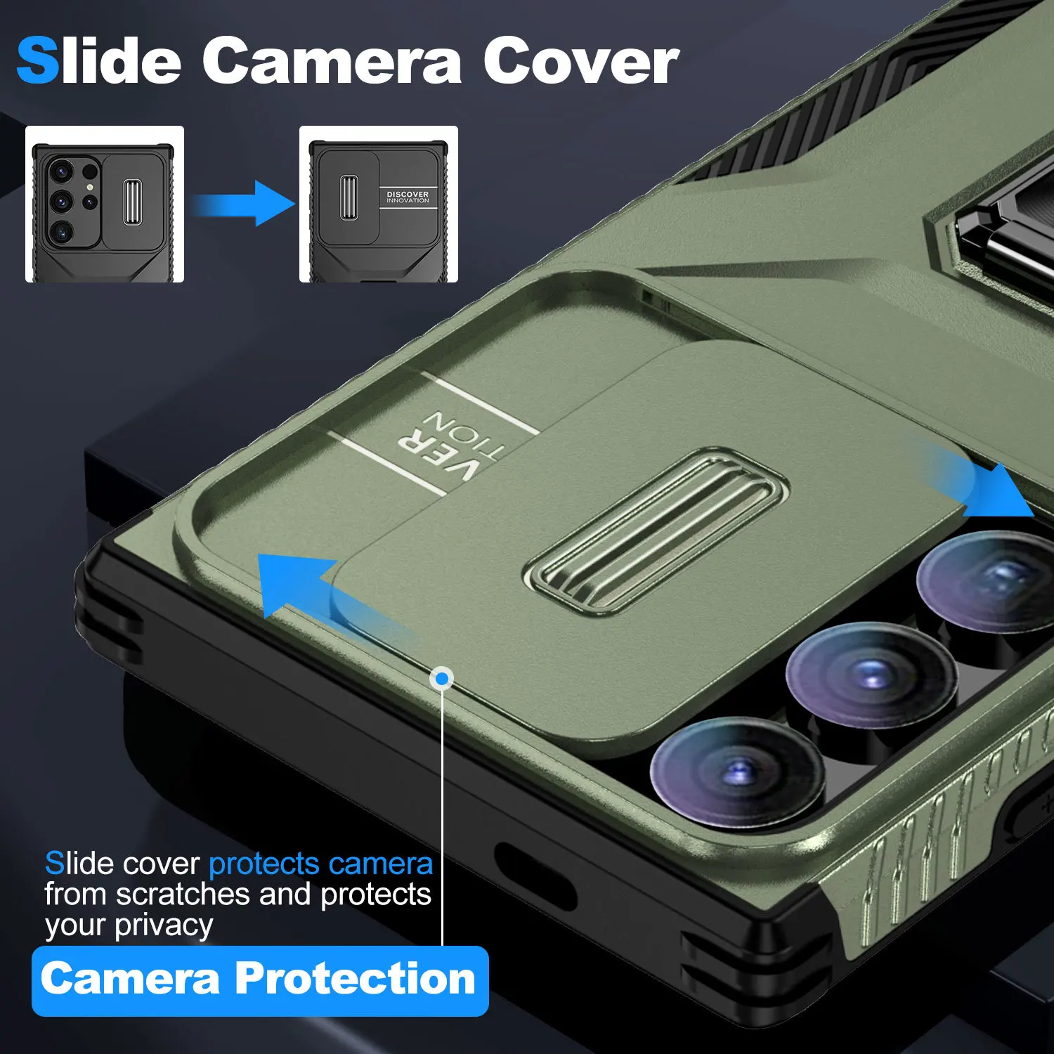 Sliding Window Metal Ring Bracket Magnetic Phone Case for Samsung ...