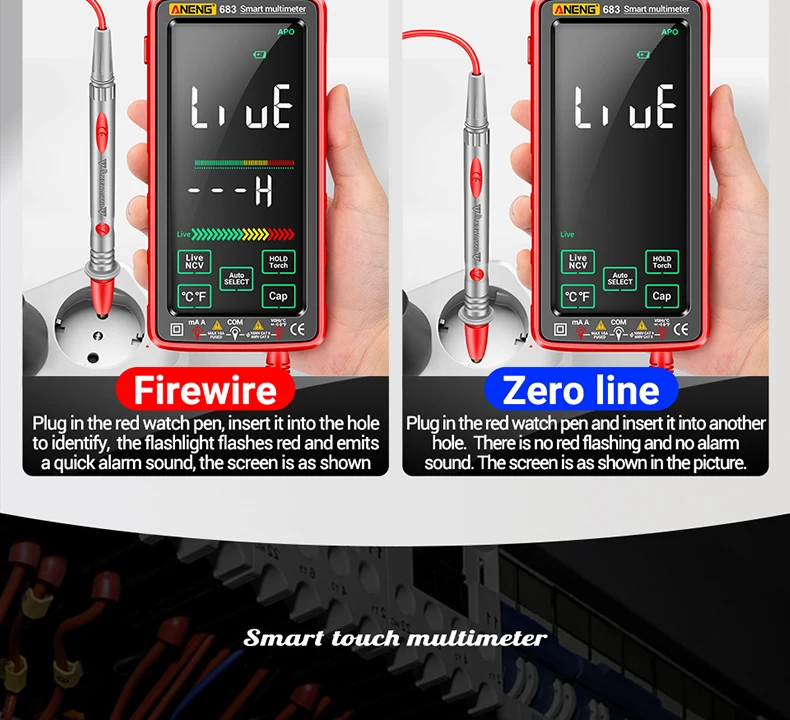 ANENG 683 Touch Smart Multimeter with Battery Tester - 6000 Counts, AC ...