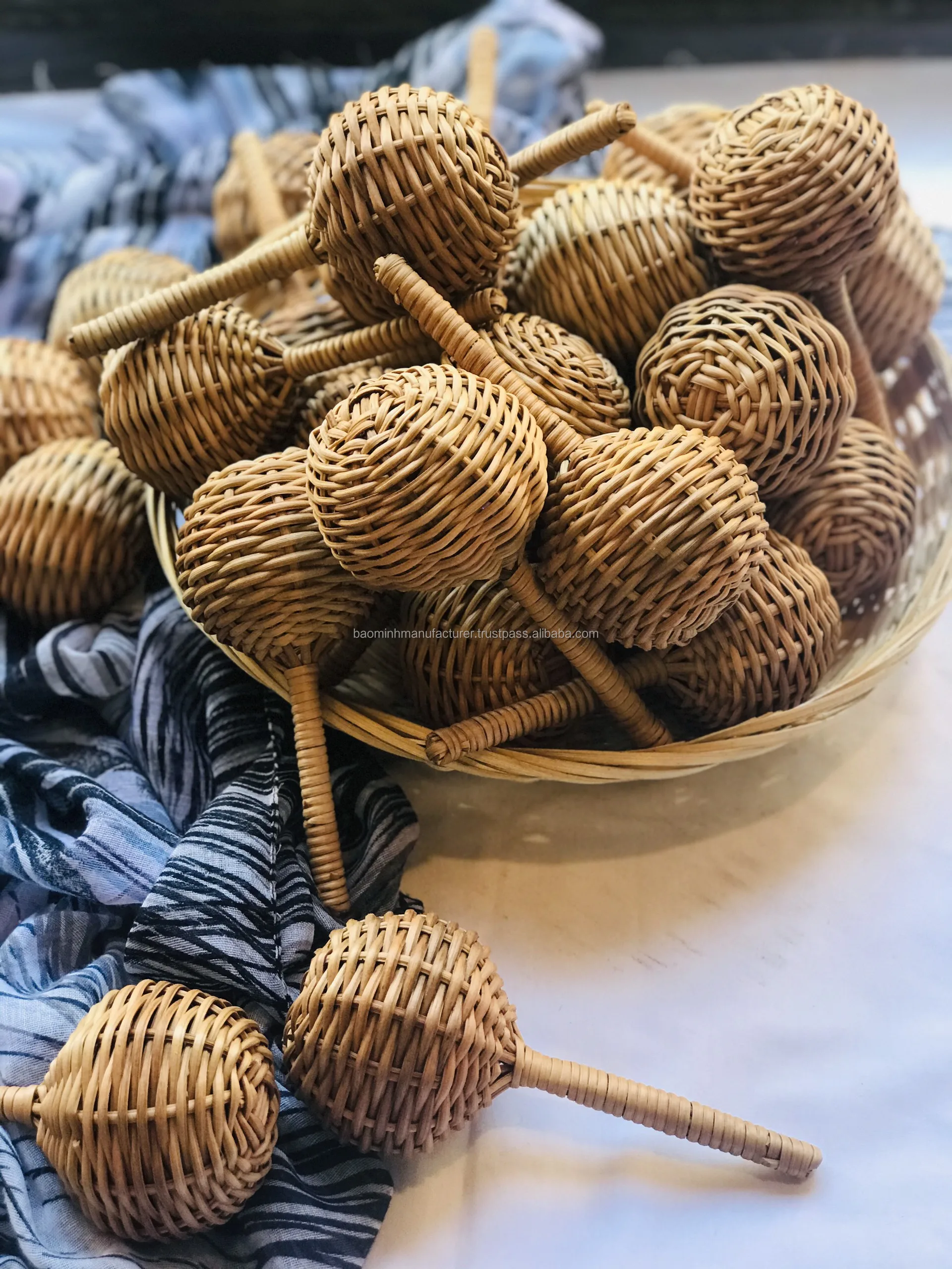 Natural Rattan Rattle Musical Toy Set For Baby Kids Early Education ...