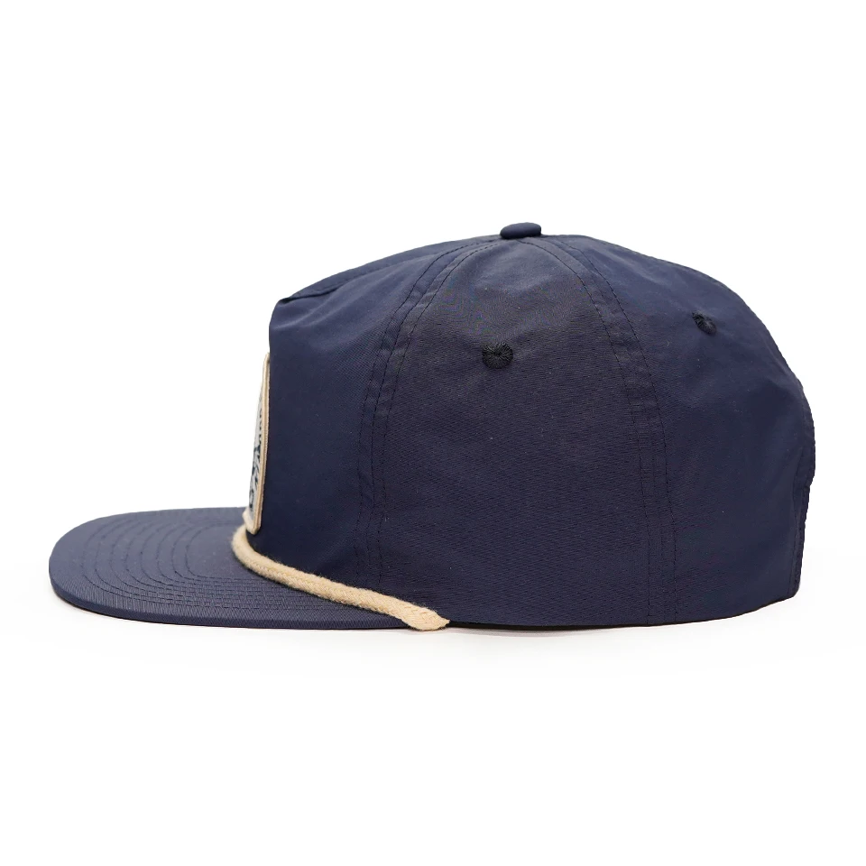 Custom 5 Panel Woven Patch Logo Unstructured Navy Blue Snapback Hats ...