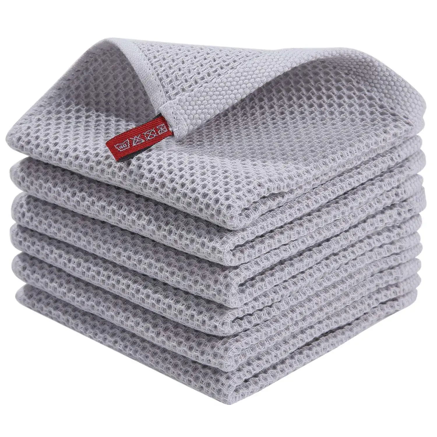 Waffle Water Absorption Quick Dry Kitchen Towels Set 100% Cotton Dish ...