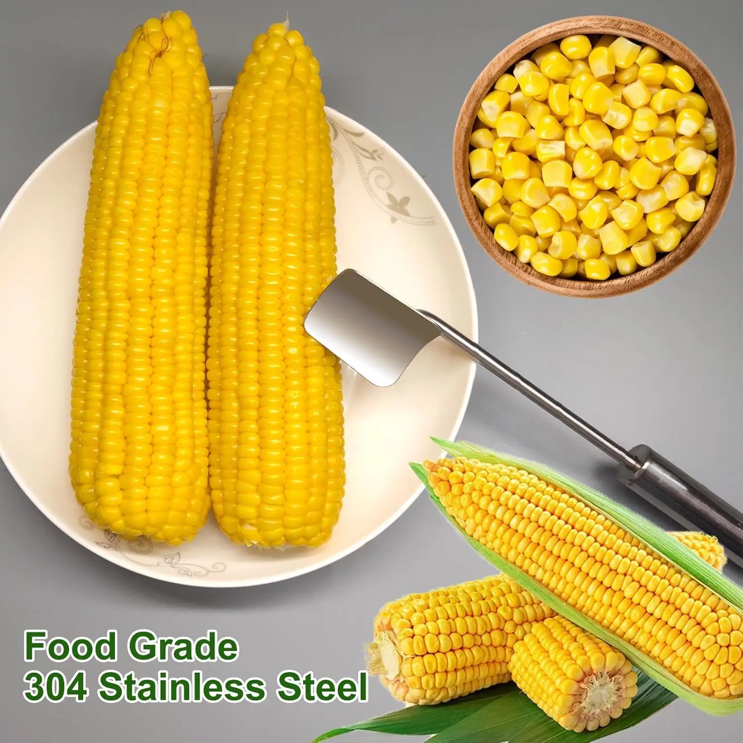 2025 New Corn Cutter Corn Cob Peeler for Corn on the Cob Stainless ...