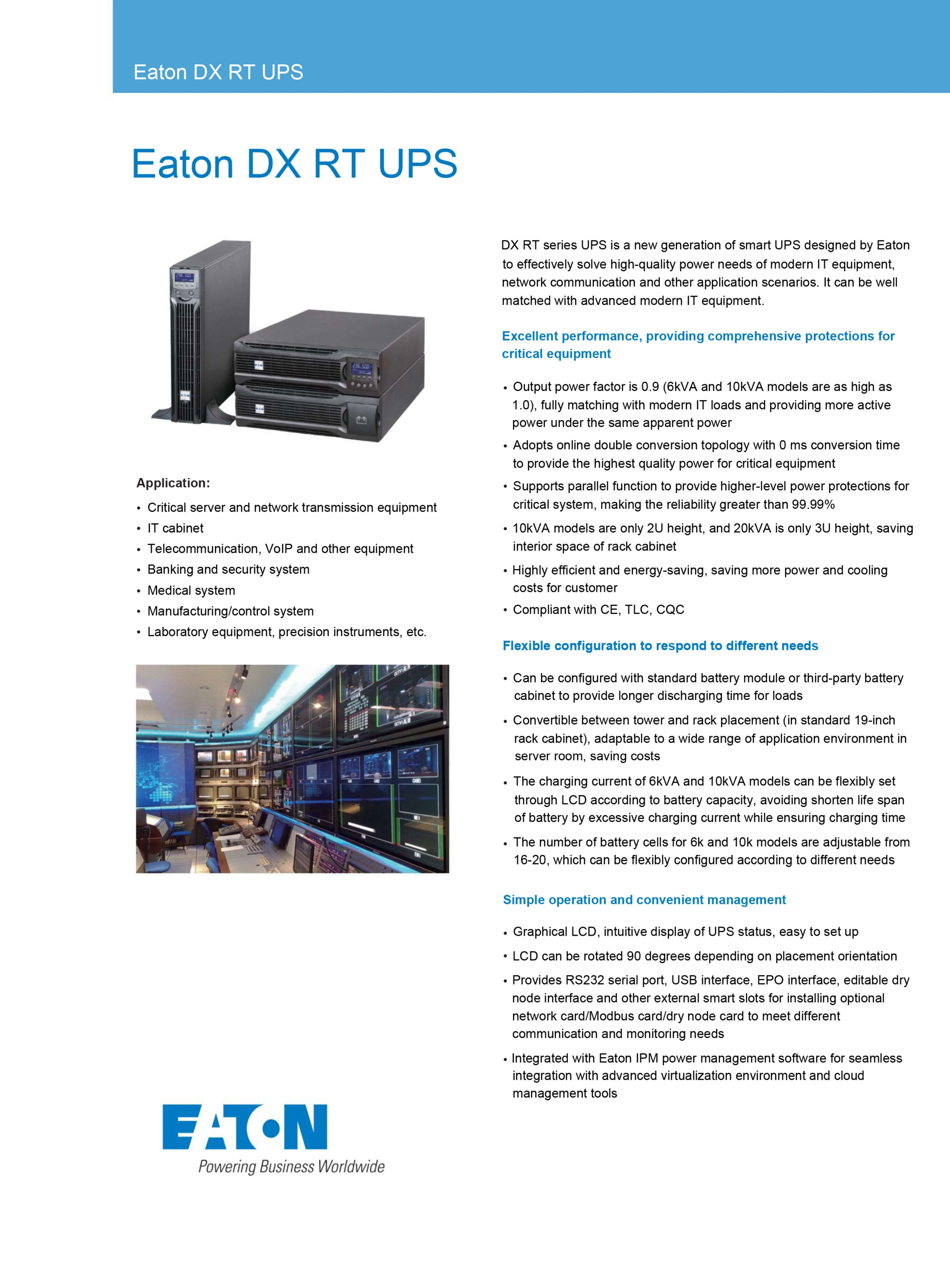 UPS Eaton 3kVA DXRT3KS DX RT 2U 3 KVA 3000VA 2700W 96Vdc 230Vac Rack ...