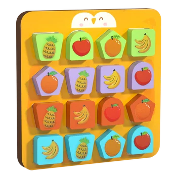 Children's Wooden Shape Matching Board Game Blocks With Bell Card ...