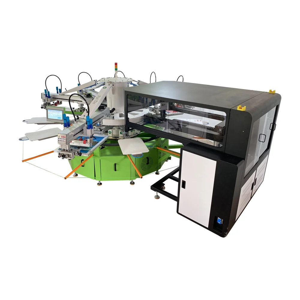 Automatic 6 Color Silk Screen Printer with Hybrid Digital Printing Machine