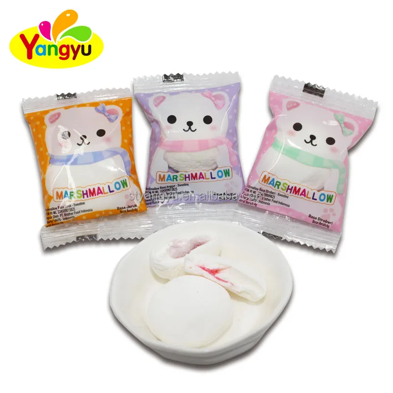 Halal Round Marshmallow Fruit Jam Candy Filled Marshmallow - Buy Filled ...