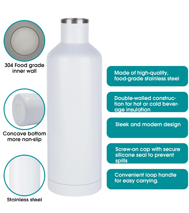 500ml Shaped Sublimation Water Bottle Stainless Steel Vacuum Thermos ...