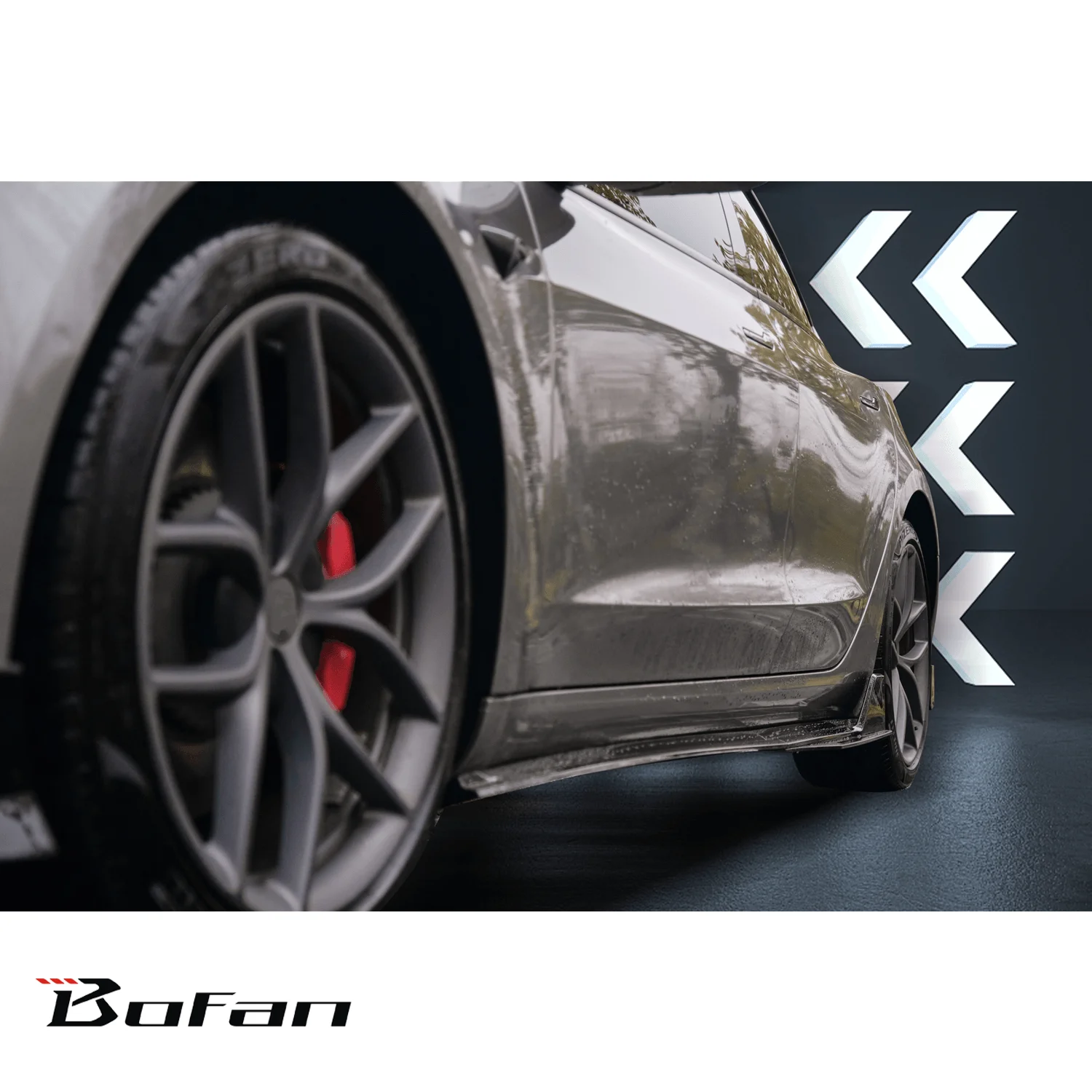 Turbo Style Aero Kit Rear Diffuser Front Lip With Light For Tesla Model ...