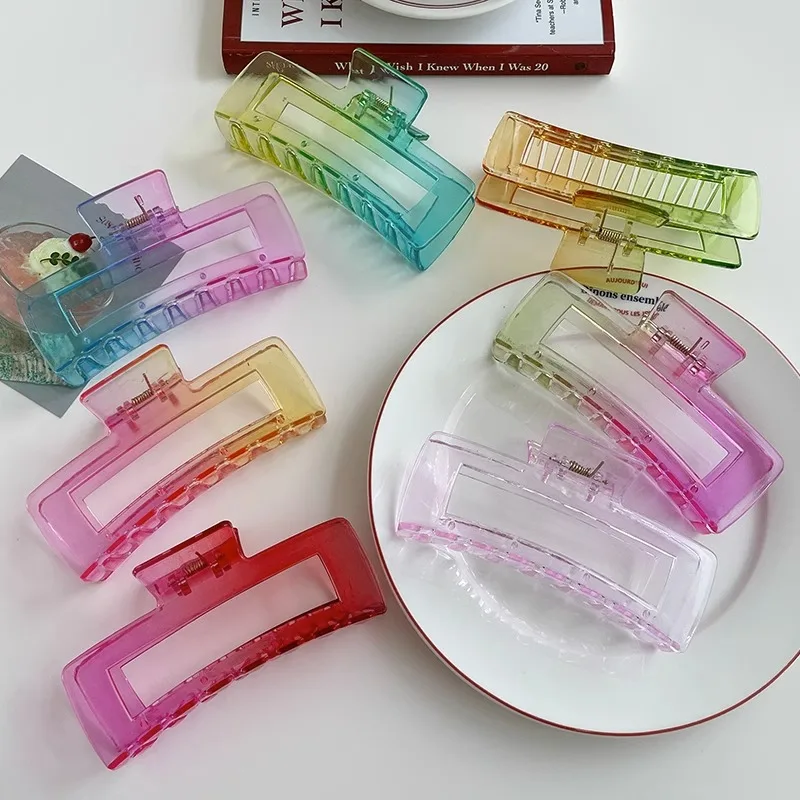 Large Size Color Changing Hair Claw Clip Rainbow Gradient Color Girls ...