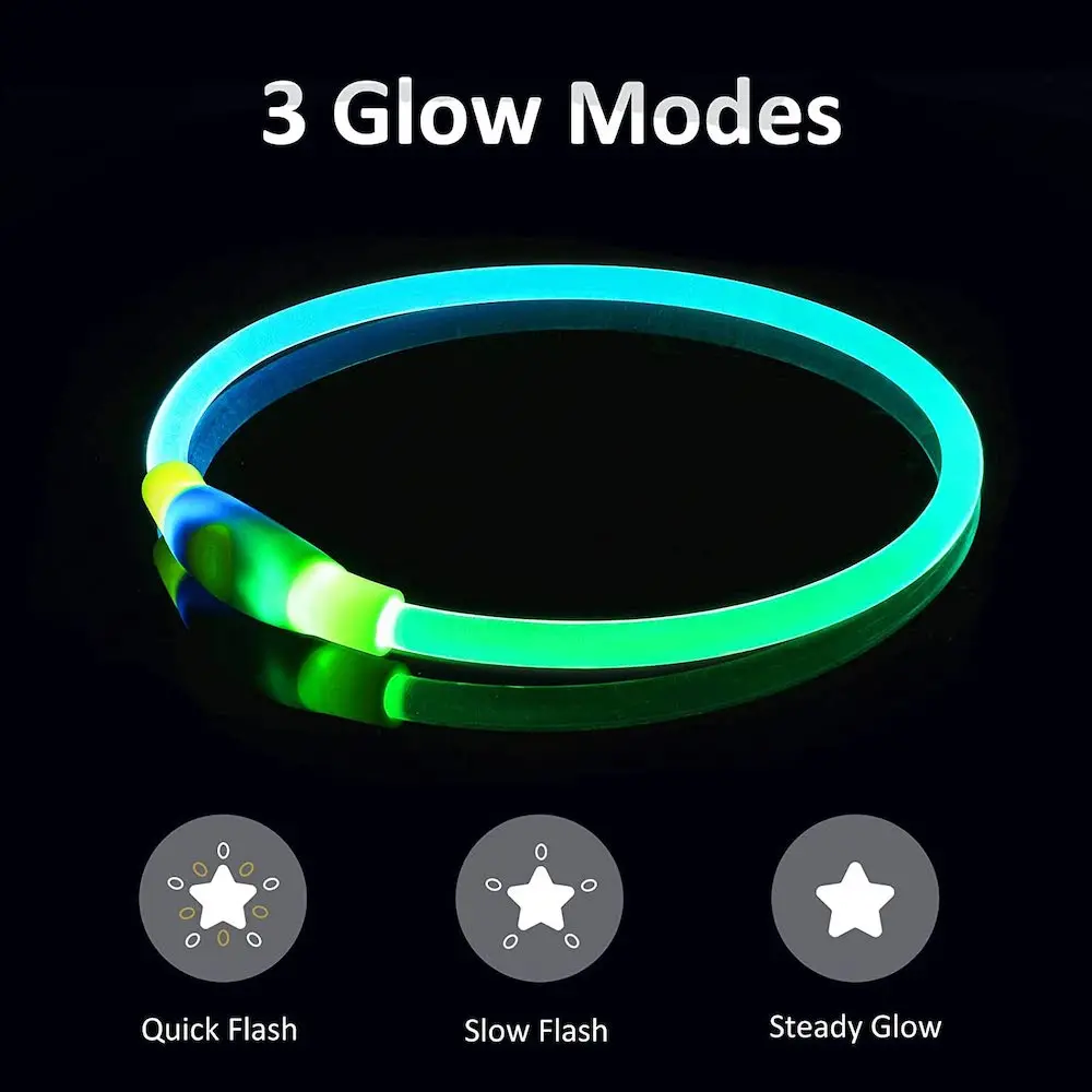 Pet Supplies Dual RGB Color LED Light up Dog Collar Waterproof Cat ...