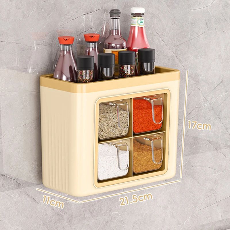 Wall-mounted Seasoning Container Kitchen Seasoning Container 4 ...