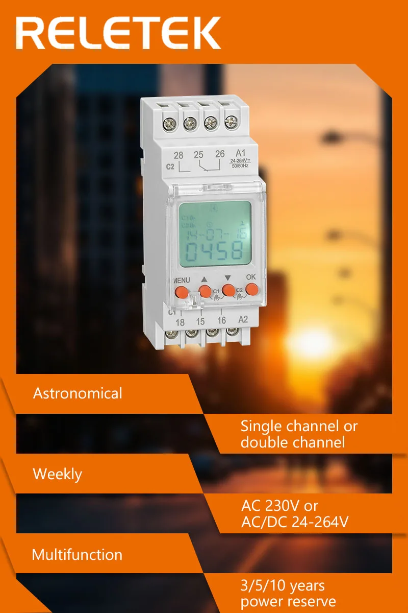 RELETEK Digital Programmable Time Switch - Double Channel Timer Switch ...