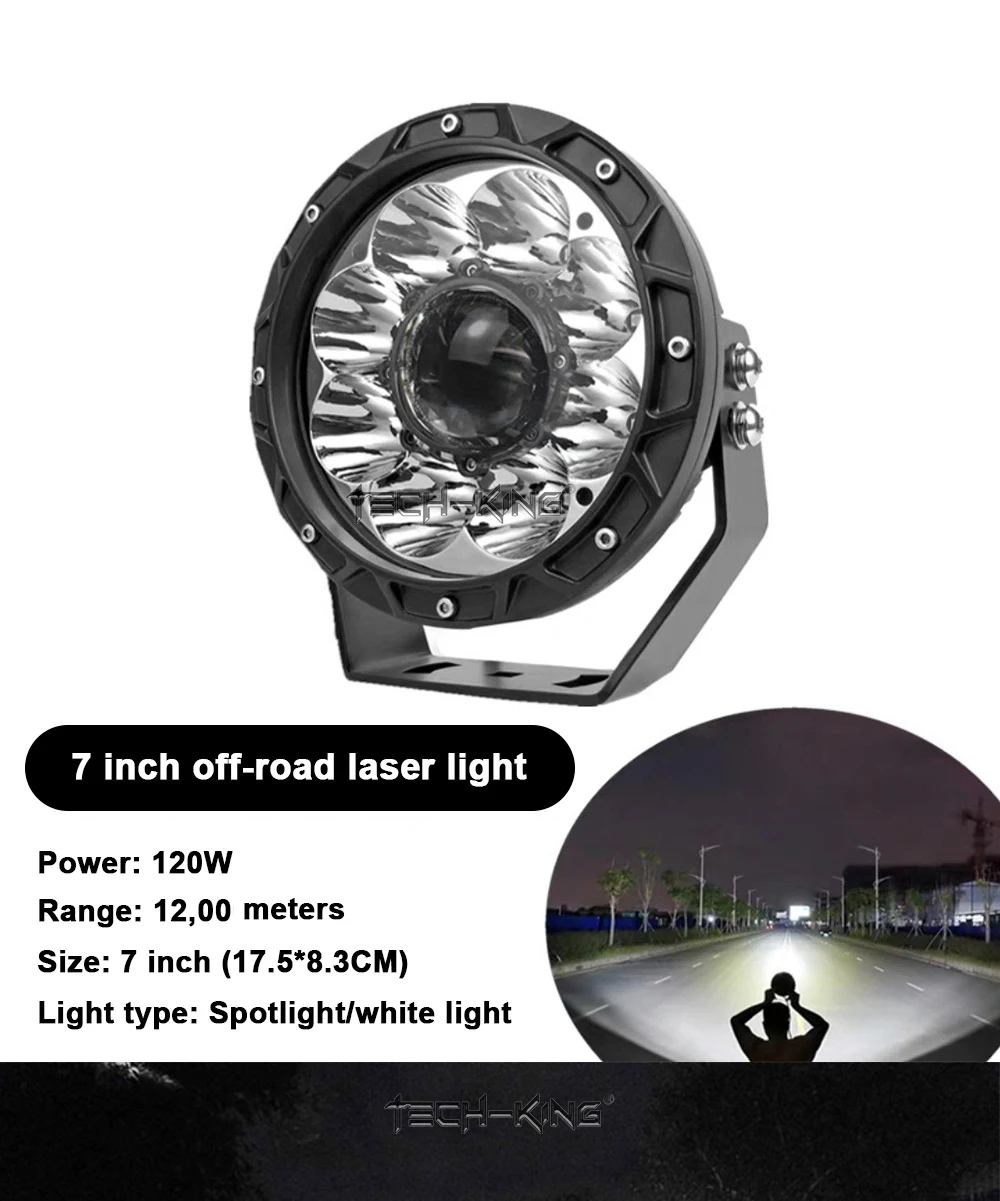 Tech-king 7-inch 12v24v Super Bright White Car Suv Atv Truck Boats ...