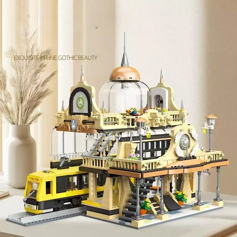 Jie Star 89136 2025 New European Style Train Station Puzzle Assembly ...