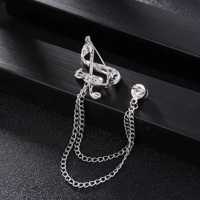 Chic Music Brooch Lapel Pin Chain For Men Suit Tassel Collar Chains For ...