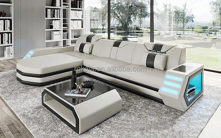 Modern Smart Sectional Sofa - Leather Soft Back Living Room