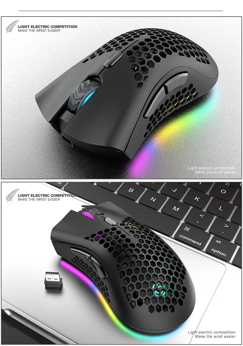 Light Weight Bm600 Rechargeable Rgb Wireless Mouse Ergonomic Design ...