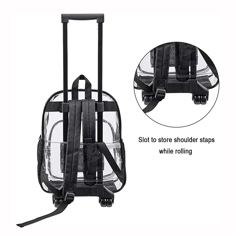 Rolling Clear Backpack Heavy Duty School Holographic Bookbags ...