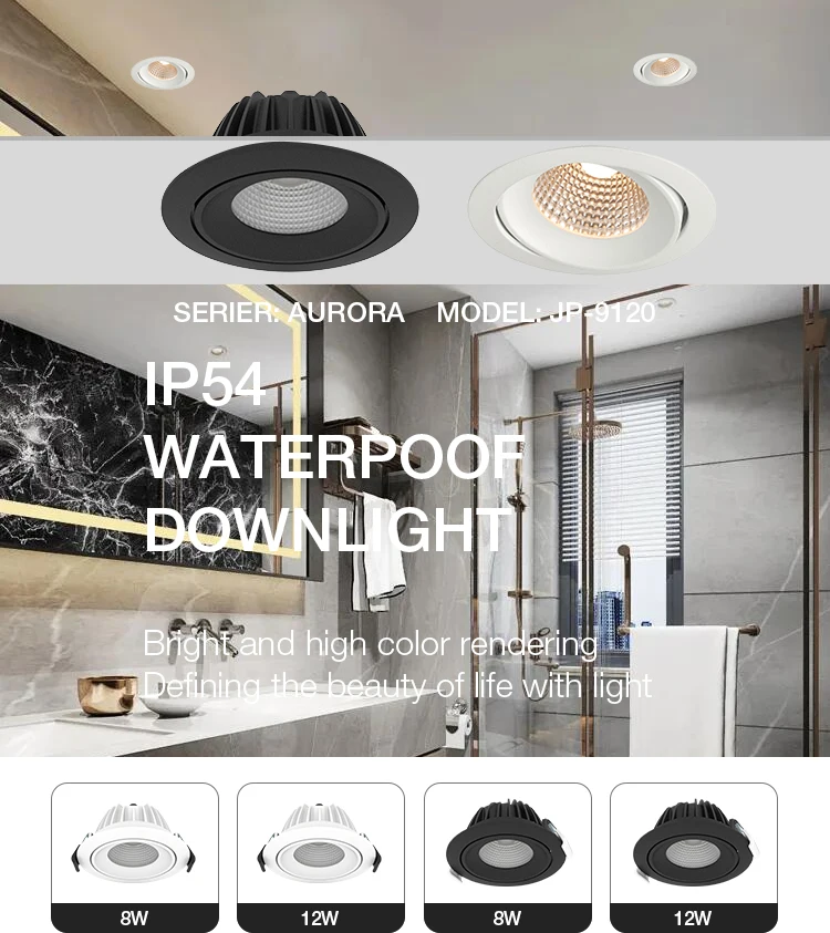 12w IP44 Led Recessed Downlight Dim to Warm COB Recessed Led Light Fixture Round Cutout 83mm ...