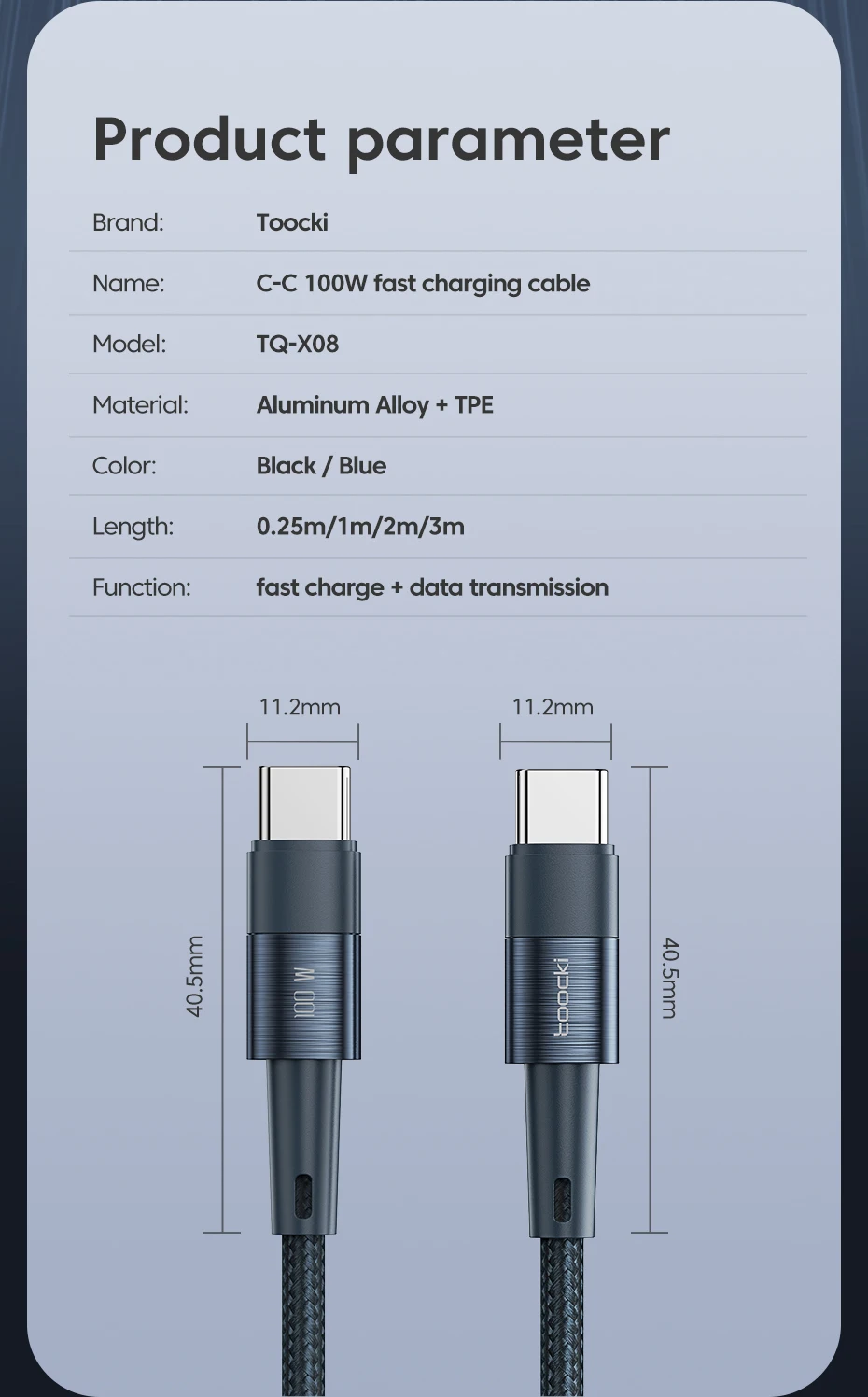 Toocki 100w Usb-c Cable 5a Fast Charging Type C To Usb C Pd Cable Nylon Braided Usbc Data Cable ...