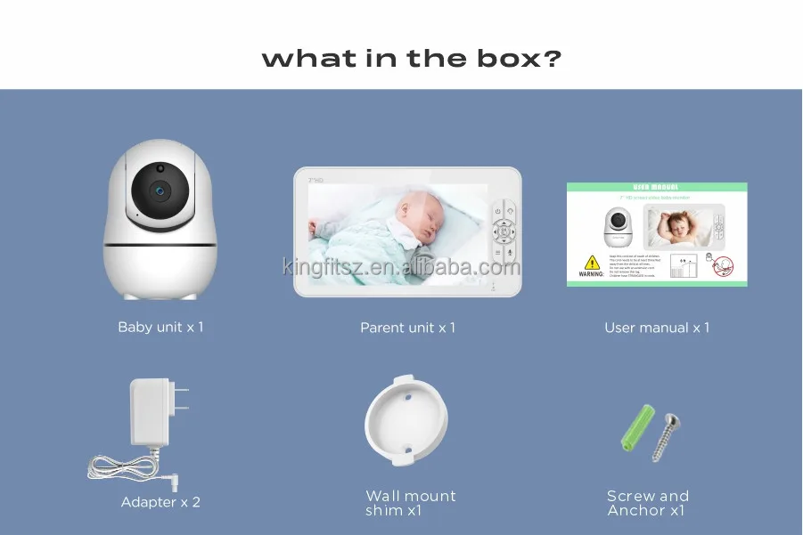 7 Inch LCD Display Screen Wireless Video IR Night Vision Baby Monitor