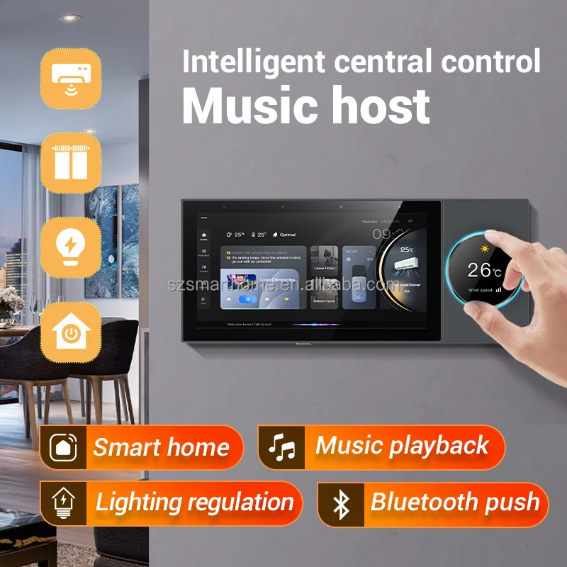 6 Inch Android Intelligent Control Pane Smart Home Tuya Scene Connectable Speakers Bluetooth ...