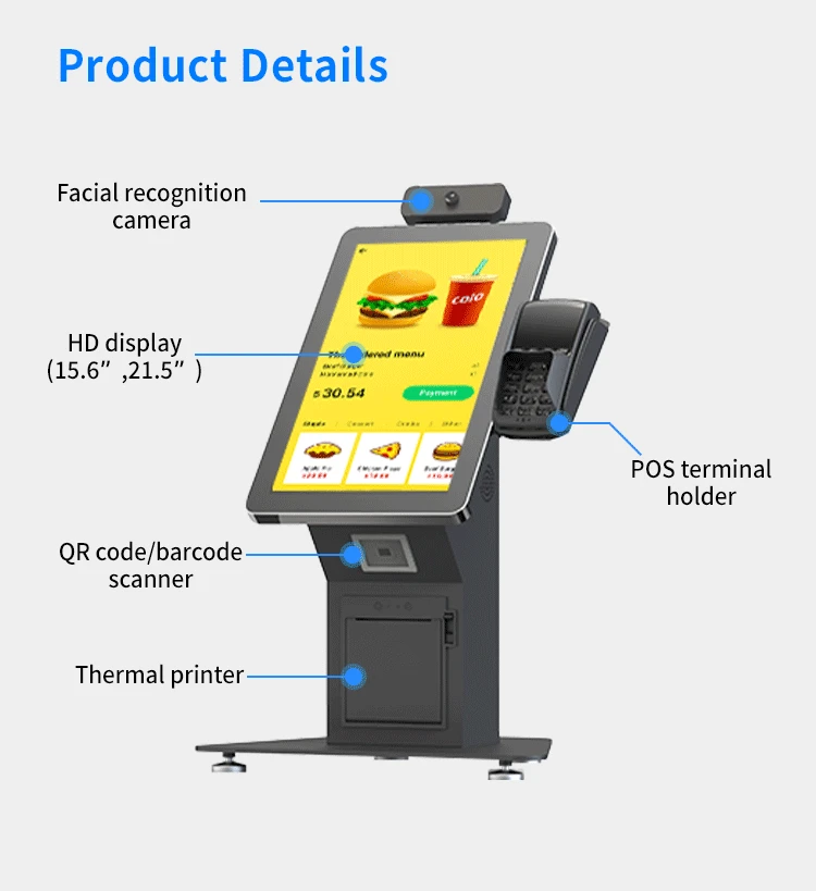 Kfc Mcdonald Food 15.6 21.5 Inch Touch Screen Payment Kiosk Self ...