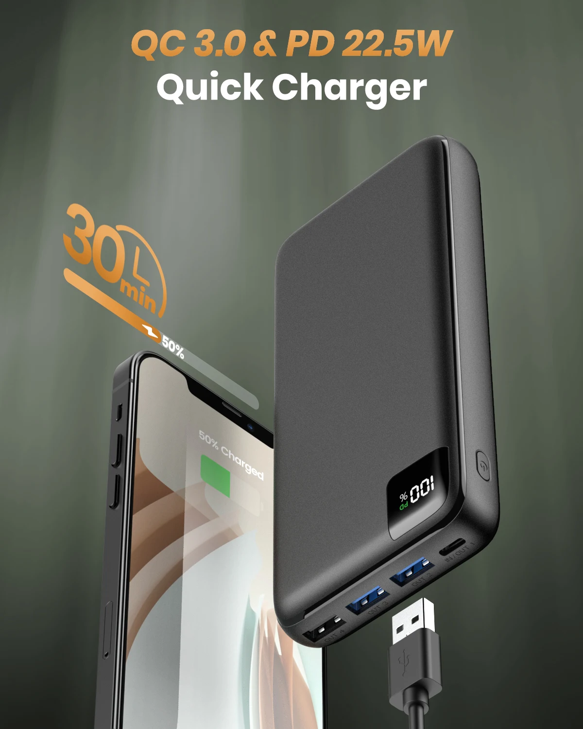 High Capacity Portable Power Bank - 20000mah & Fast Charging