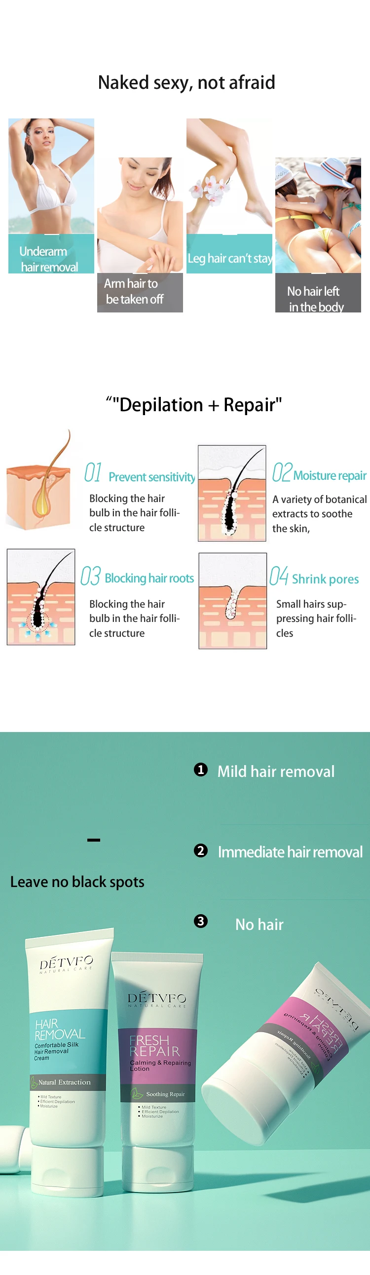 Perfumed Hair Removing Cream - Painless Body Epilation