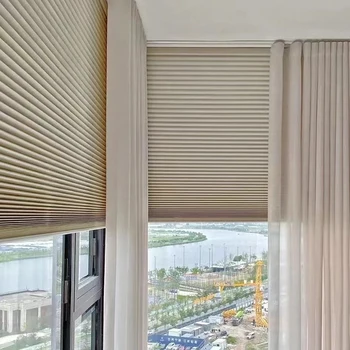Motorized Window Honeycomb Pleated Blind System No Drill Honeycomb ...