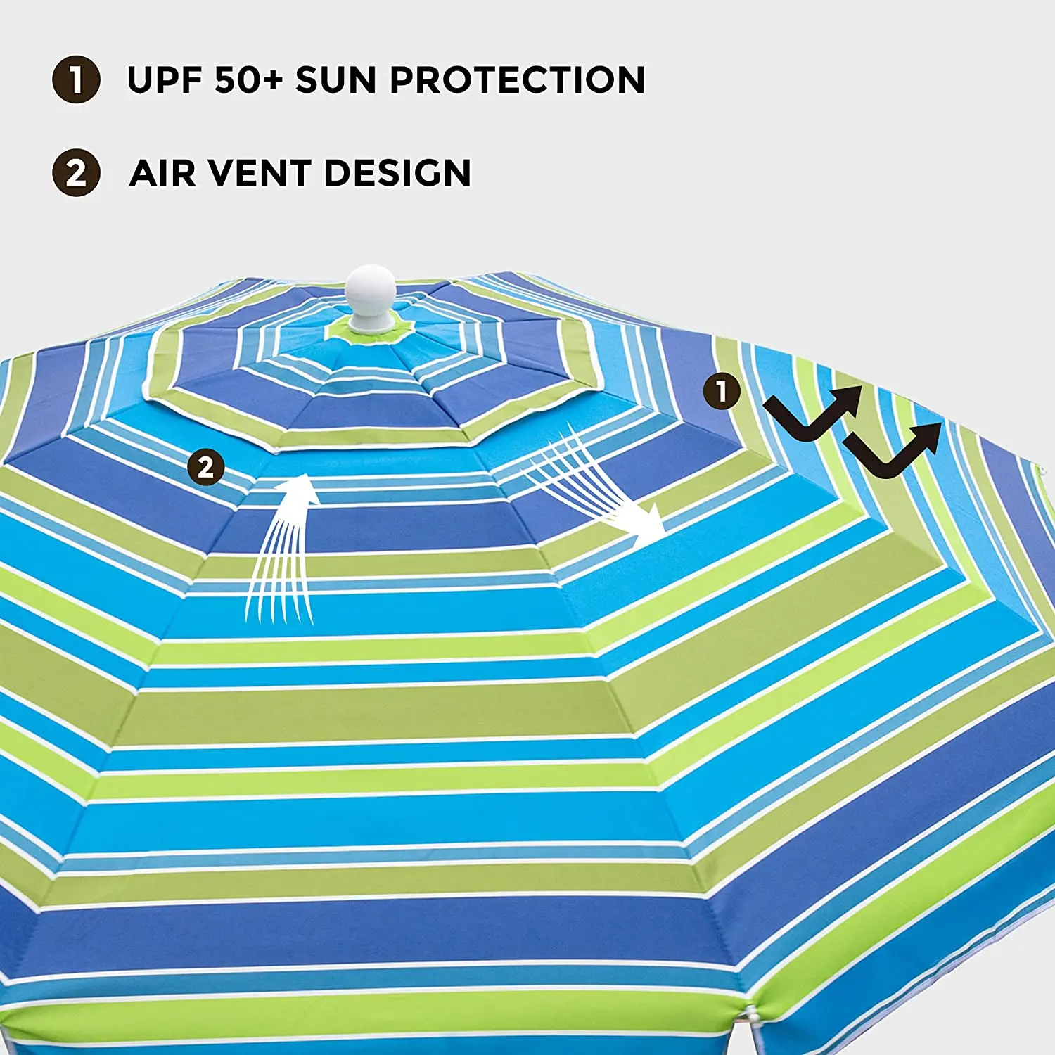 7ft Striped Beach Umbrella Portable Patio Sunshade Umbrella Outdoor Sun ...