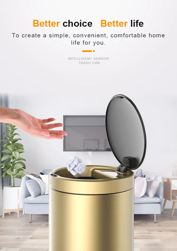 12L 3 Gallon Foot Kick Activated Household Sensor Dustbin Smart Trash ...