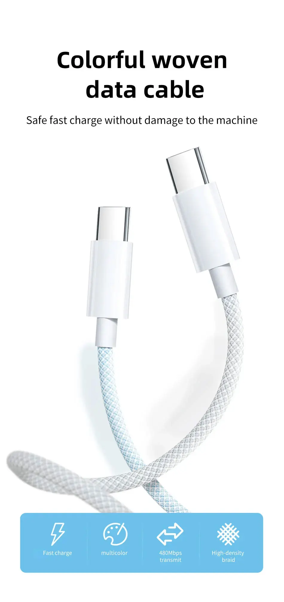 Usb C To Type-c 60w Pd Fast Charging Data Cable Quick 3a Charge Double Type C Cord For Iphone 15 ...