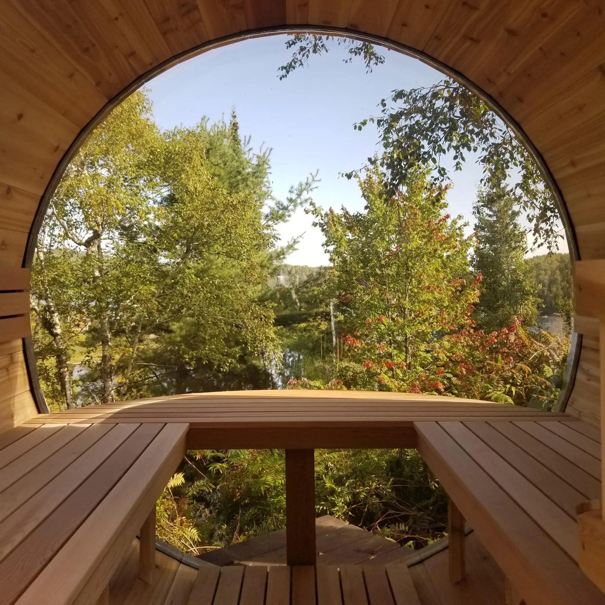 Acrylic Dome Barrel Sauna with Panoramic Window for 2-8