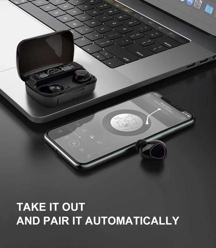 M10 True Wireless Earbuds - in-Ear Headphone with Power LED