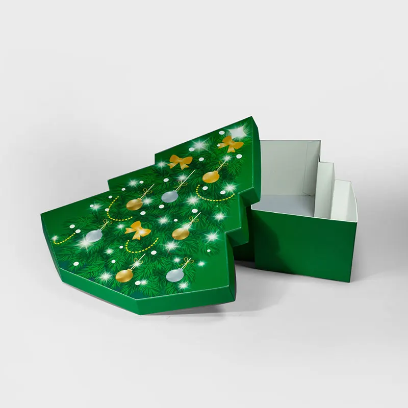 Custom Printed Green Christmas Tree Shaped Gift Packaging Box For Your ...