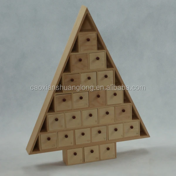 2014 New Design Custom Christmas Tree Shaped Wood Advent Calendar ...