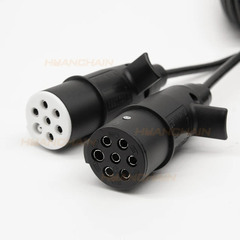 7 Core 7 Way 15pin To 2/7pin Coiled Cable Trailer Tractor Car Ebs ...