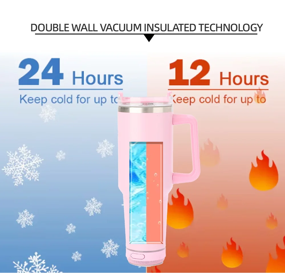 Stainless Steel Vacuum Mug with Built-in Bluetooth Speaker
