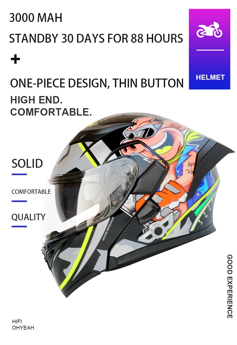 Electric Motorcycle Intelligent Helmet Remote Bt Noise Reduction Full-face Helmet Vasos Termicos ...