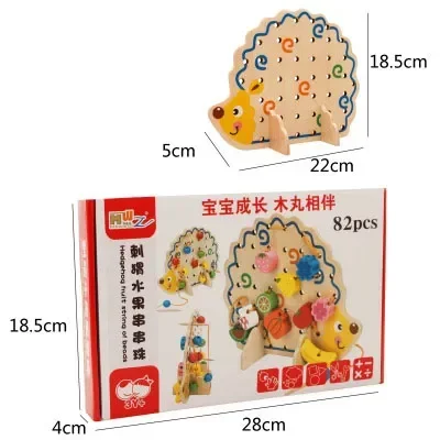 Multi-functional Wooden Diy Hedgehog Fruit String Beaded Baby Game Toy ...