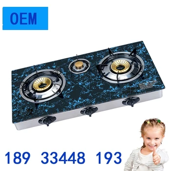 Factory 3 Burner Gas Stove With 2d Glass Top And Stainless Steel Frame ...