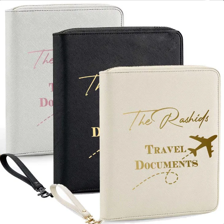 Personalized Saffiano PU Leather Family Travel Document Holder