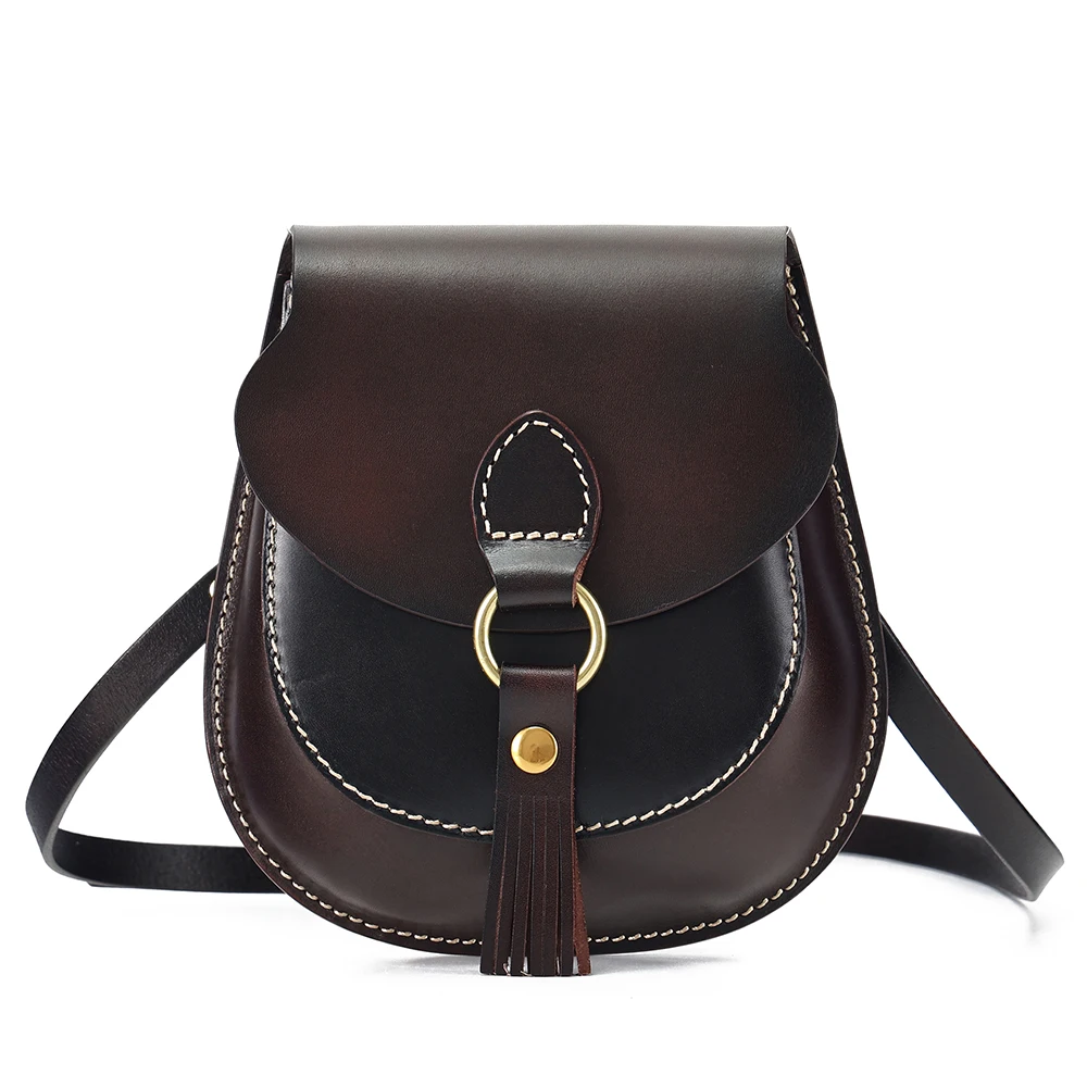 Flap Saddle Bag Women'S Messenger Small Shoulder Bag Cowhide Leather ...
