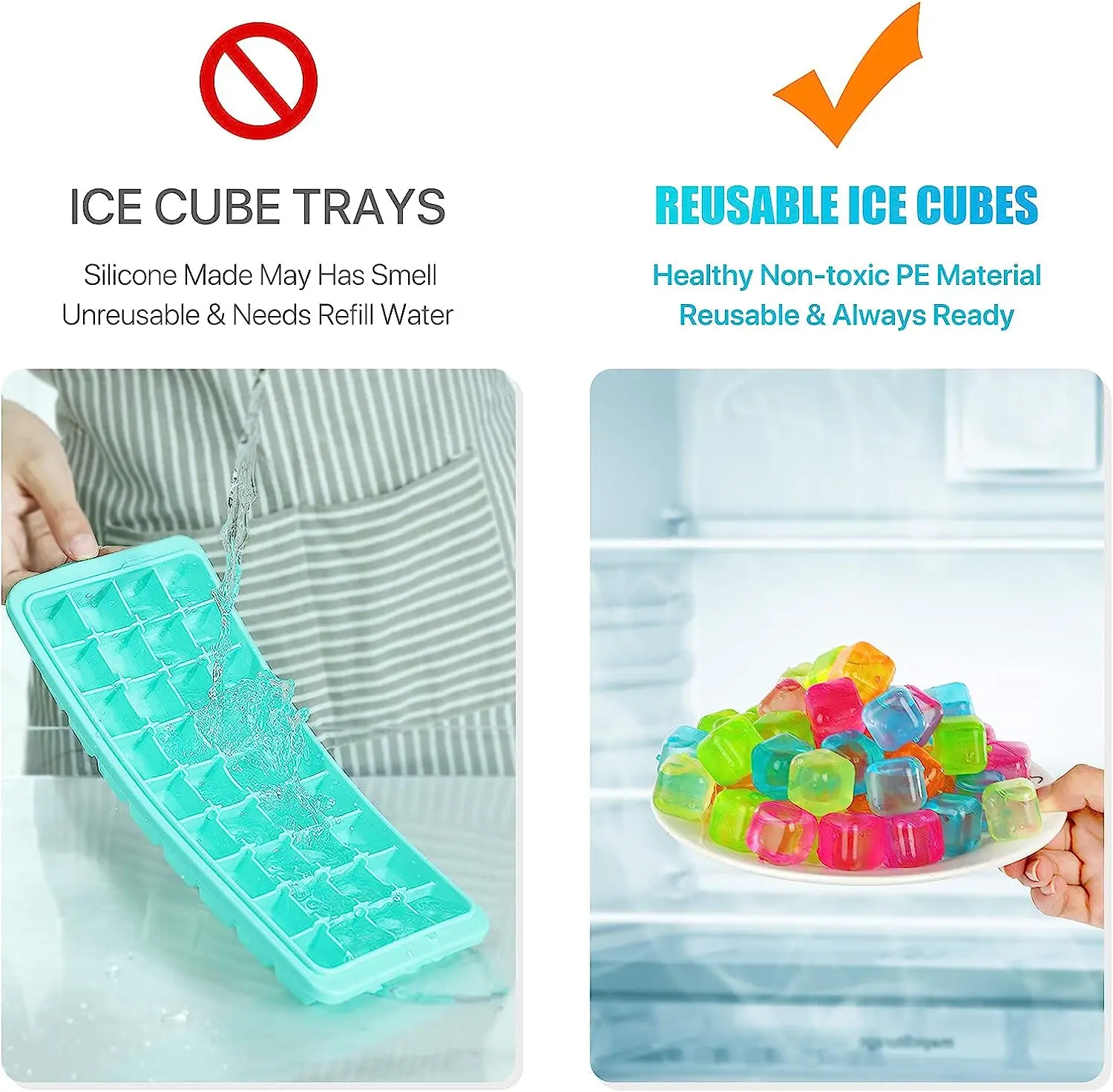 Hot Selling Reusable Novelty BPA-Free Plastic Ice Cubes Multi-Size and ...